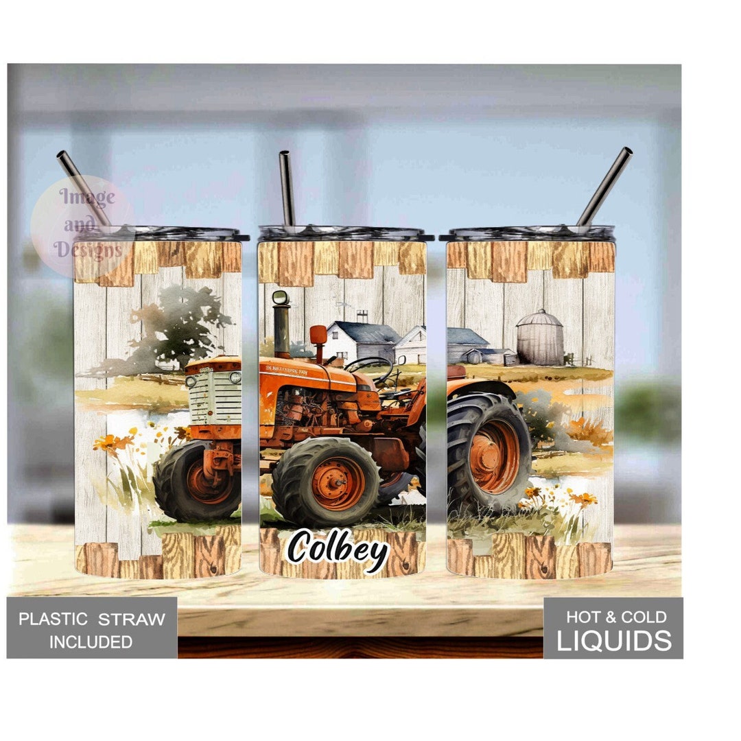 Farm Themed Kids Tractor Tumbler With Lid and Straw, Tractor Cup for ...