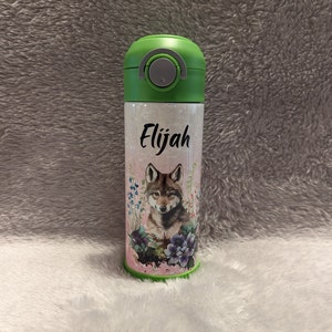 Kids Wolf Cup Kids Water Bottle Personalized Kids Wolf Cup - Etsy