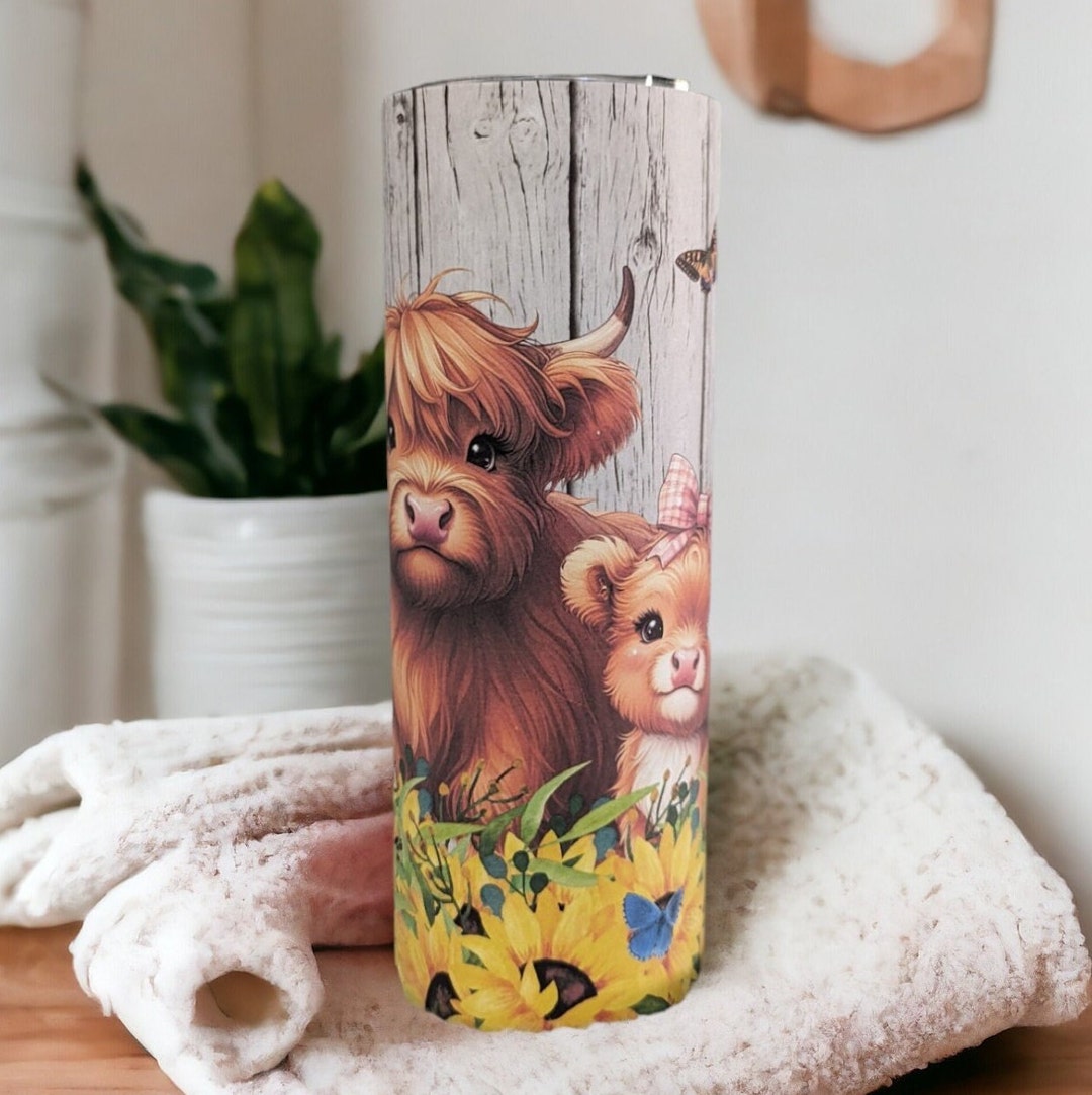 Adorable Highland Cow and Calf Tumbler - Includes Reusable Straw, Can ...