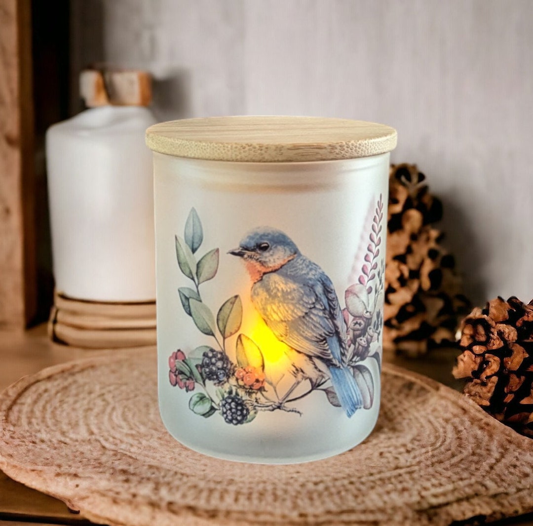 Blue Bird Candle Holder With A Battery Operated Flickering Tea Light ...