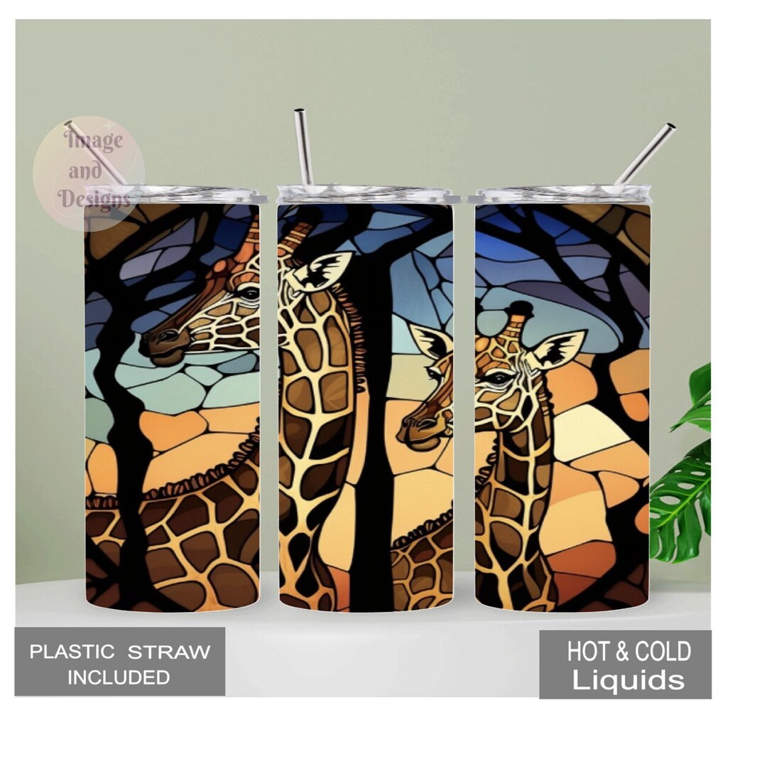 Giraffe Tumbler With A Stained Glass Design Giraffe Cup - Etsy