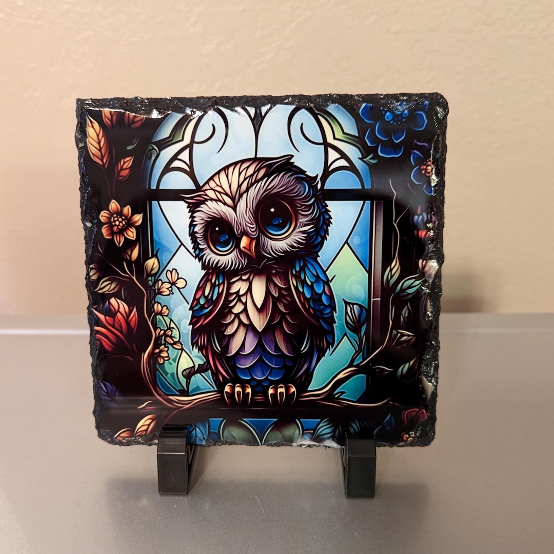 Cuadro de búho de pizarra con patas, placa de búho, decoración de búho ...