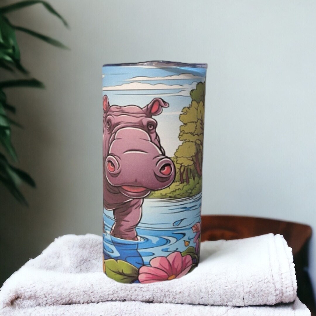 Kids Hippo Tumbler That Can Be Personalized, Perfect for Cold Drinks or ...