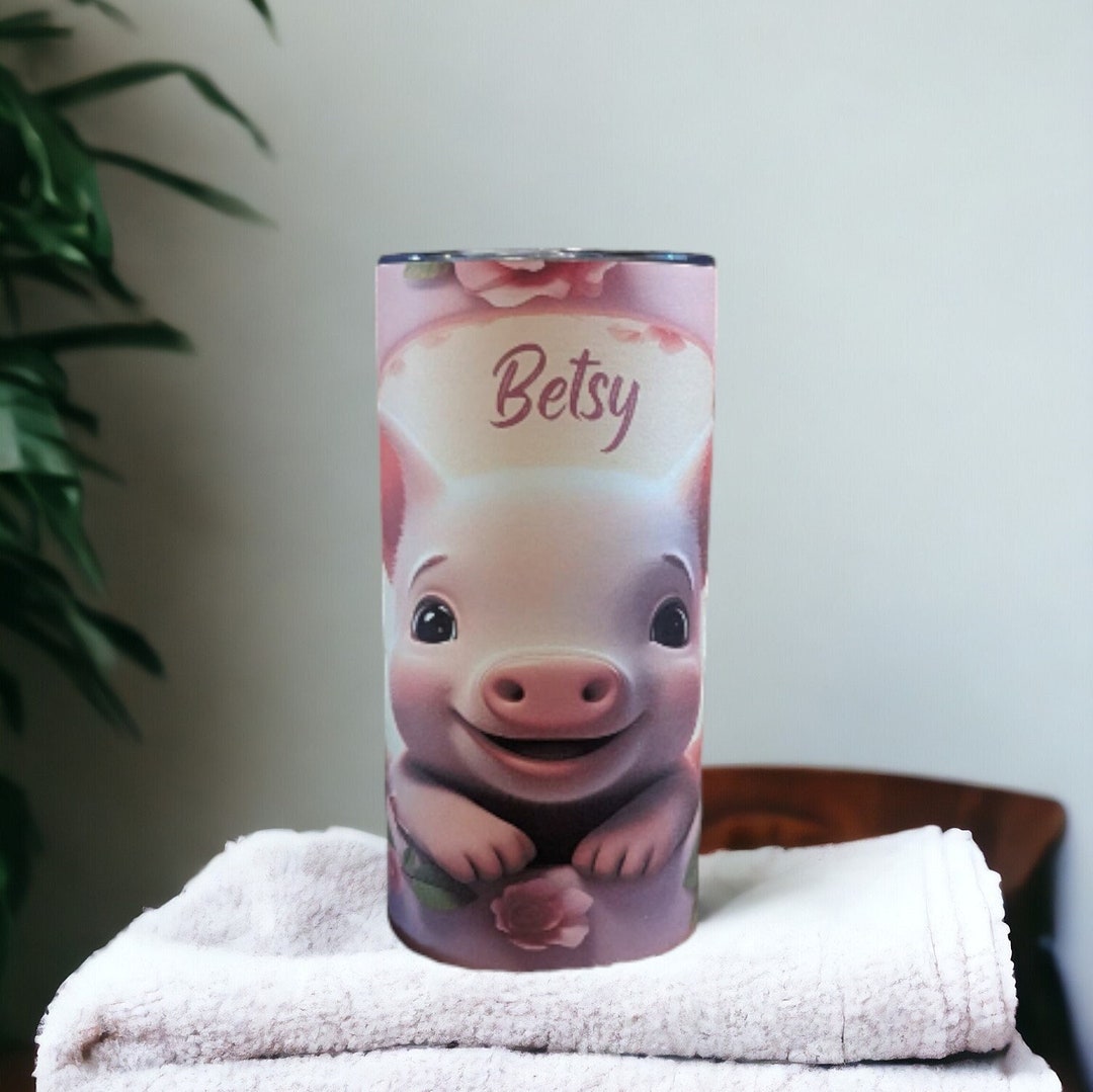 Pig Tumbler, Pig Cup With Name, Kids Piglet Tumbler, Kids Personalized ...