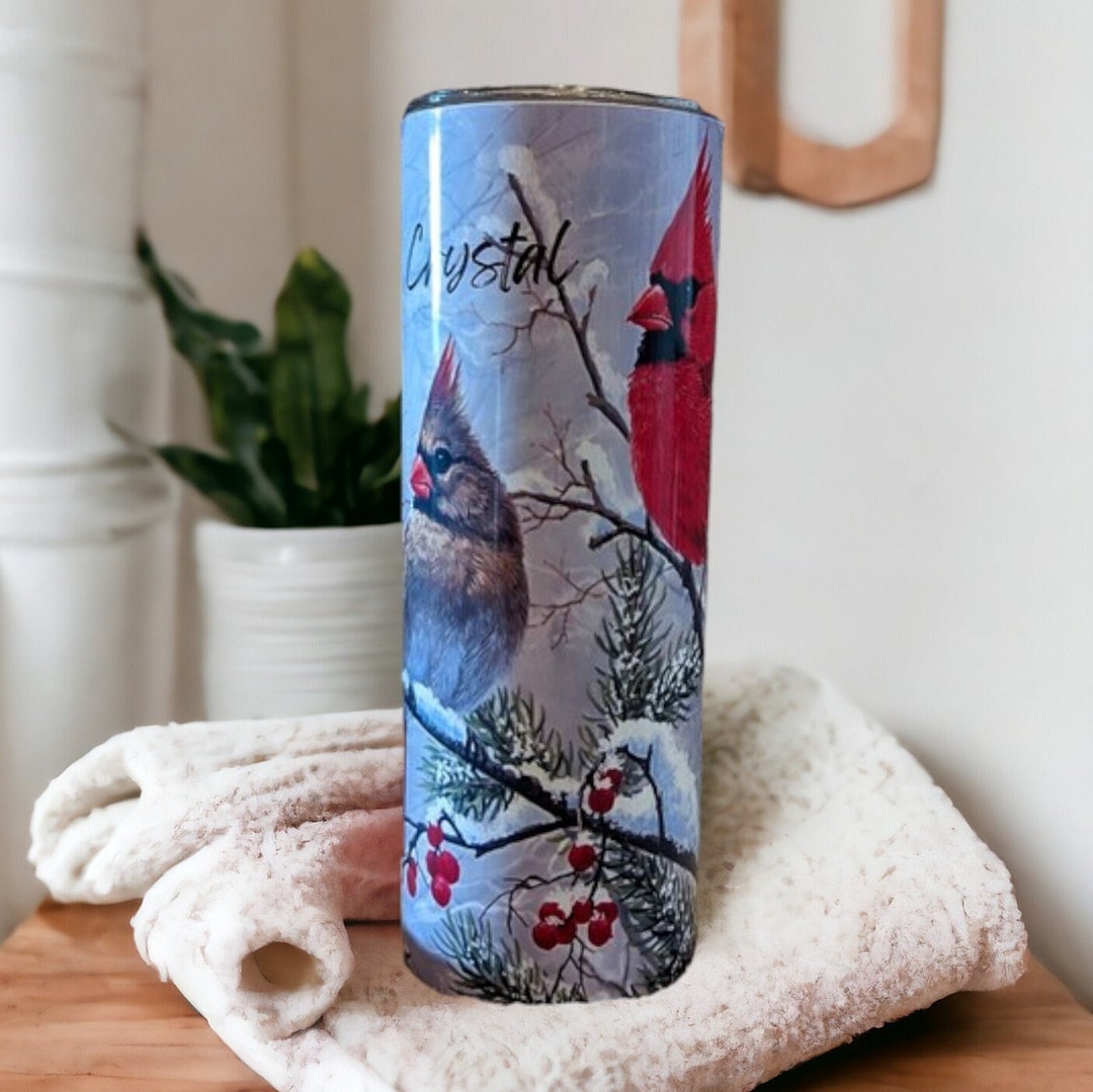 Beautiful Cardinal Tumbler With the Male and Female Cardinal in the ...