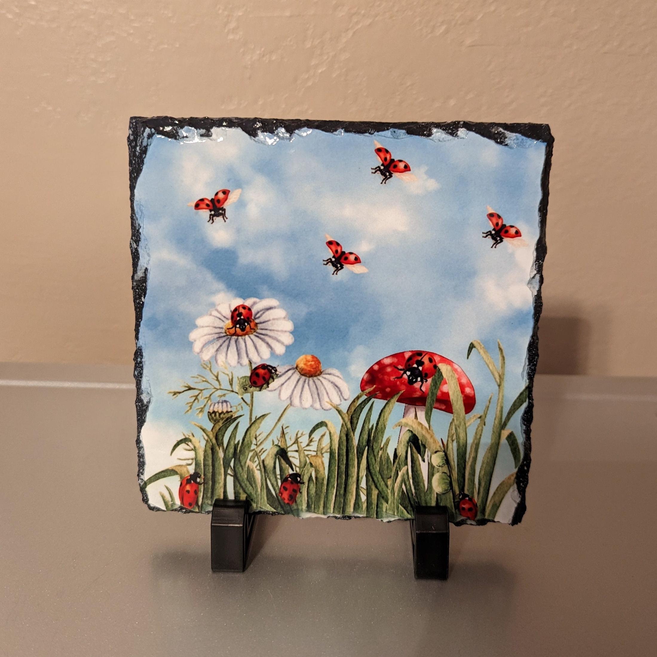 Slate Ladybug Picture, Ladybug Watercolor Design, Ladybug Plaque ...