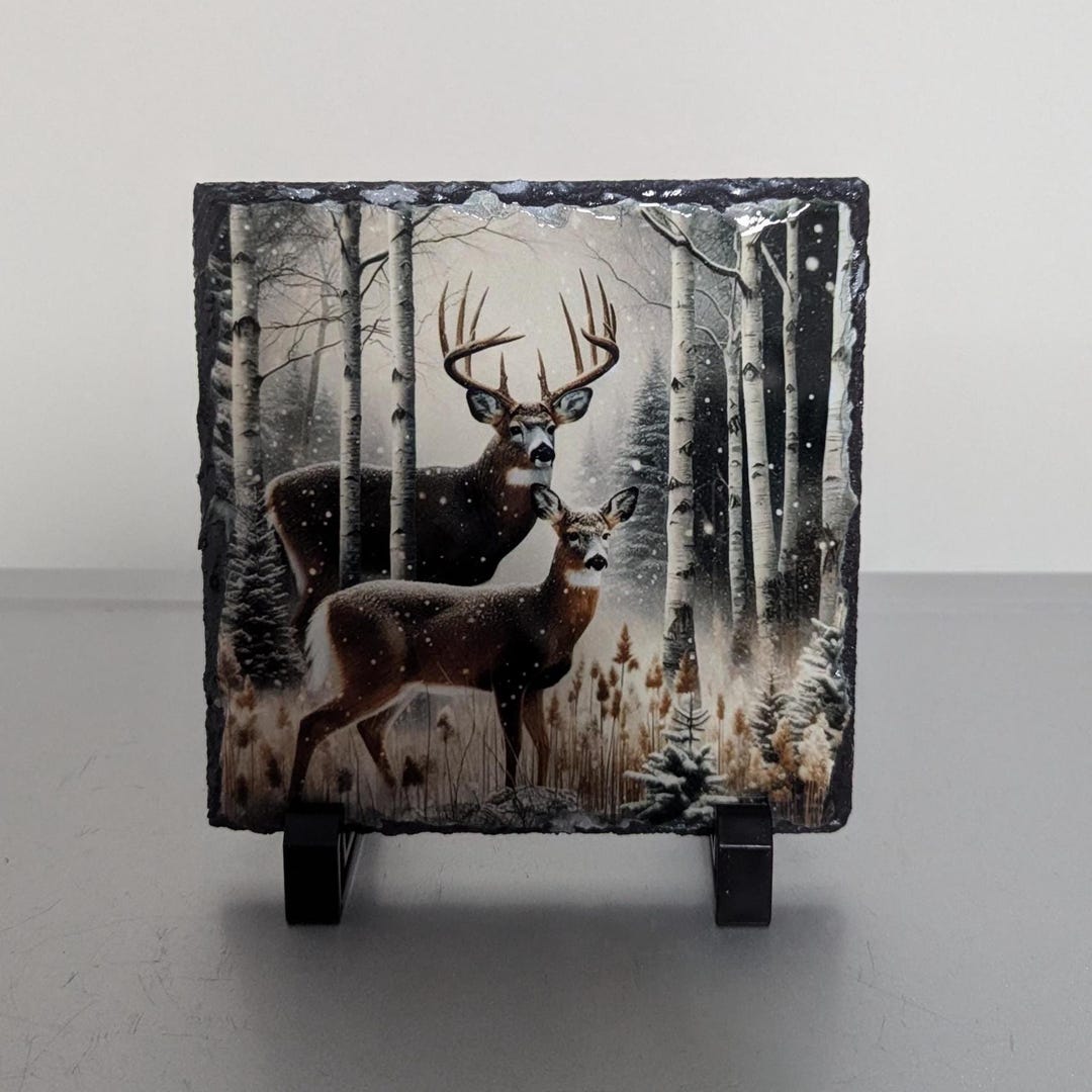 Slate Deer Picture With Display Legs, Gift for Deer Lovers and Hunters ...