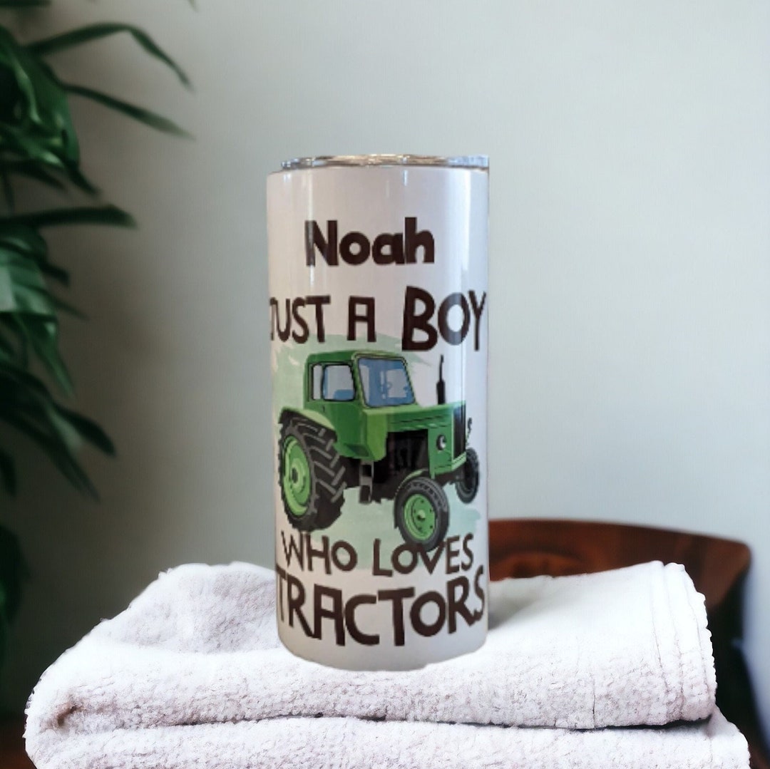 Just A Boy Who Loves Tractors Kids Tumbler, Can Be Personalized ...