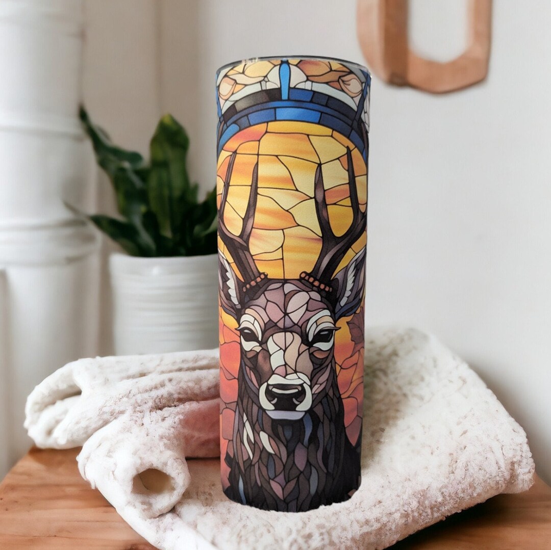 Deer Tumbler With Stained Glass Design Can Be Personalized, Great Gift ...
