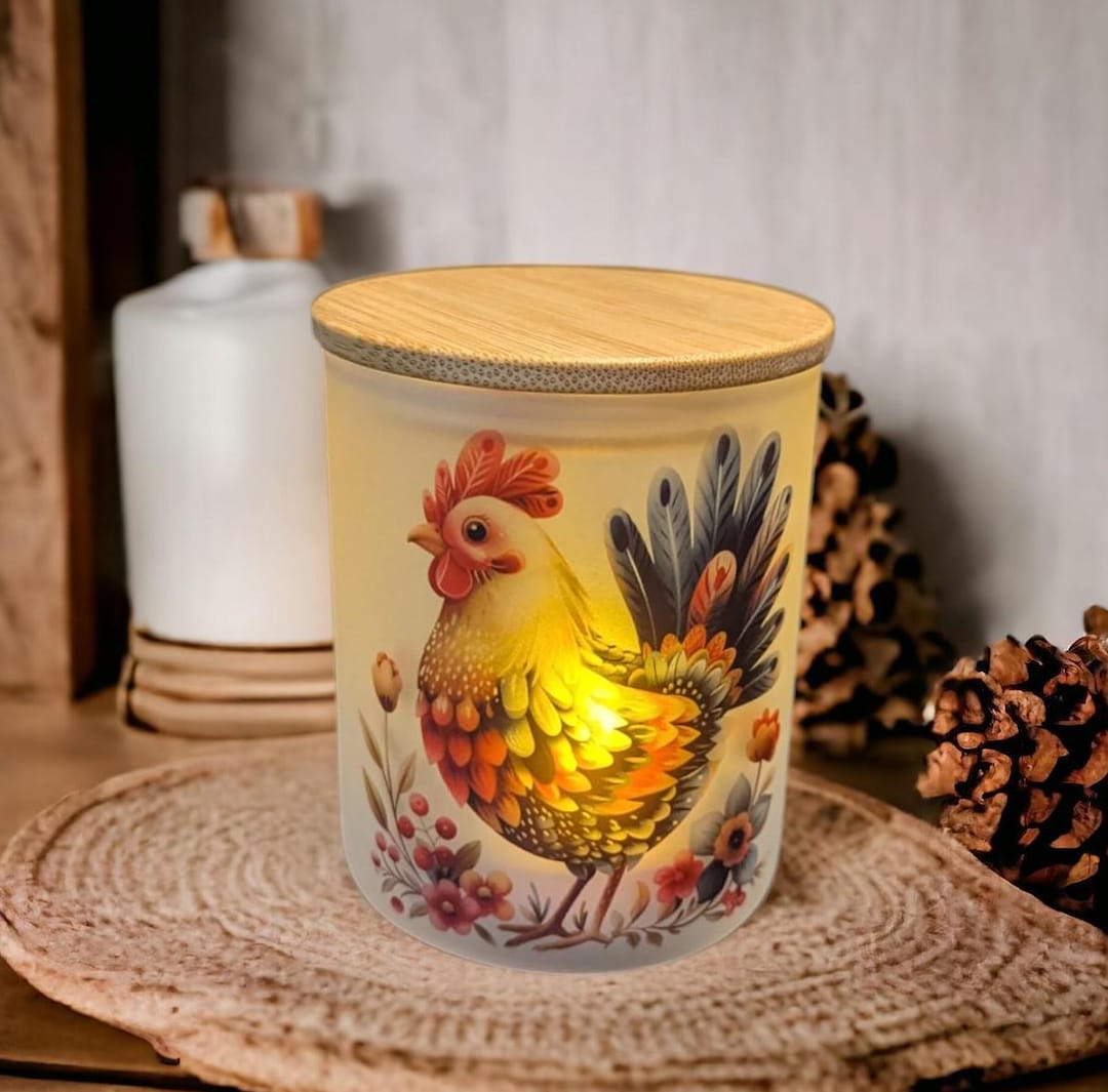 Colorful Chicken Candle Holder With A Battery Operated Flickering Tea ...