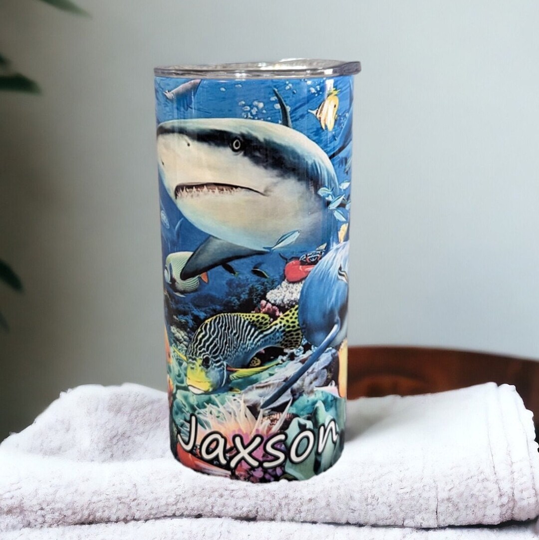 Kids Shark Tumbler, Shark Cup With Name, Kids Personalized Shark ...