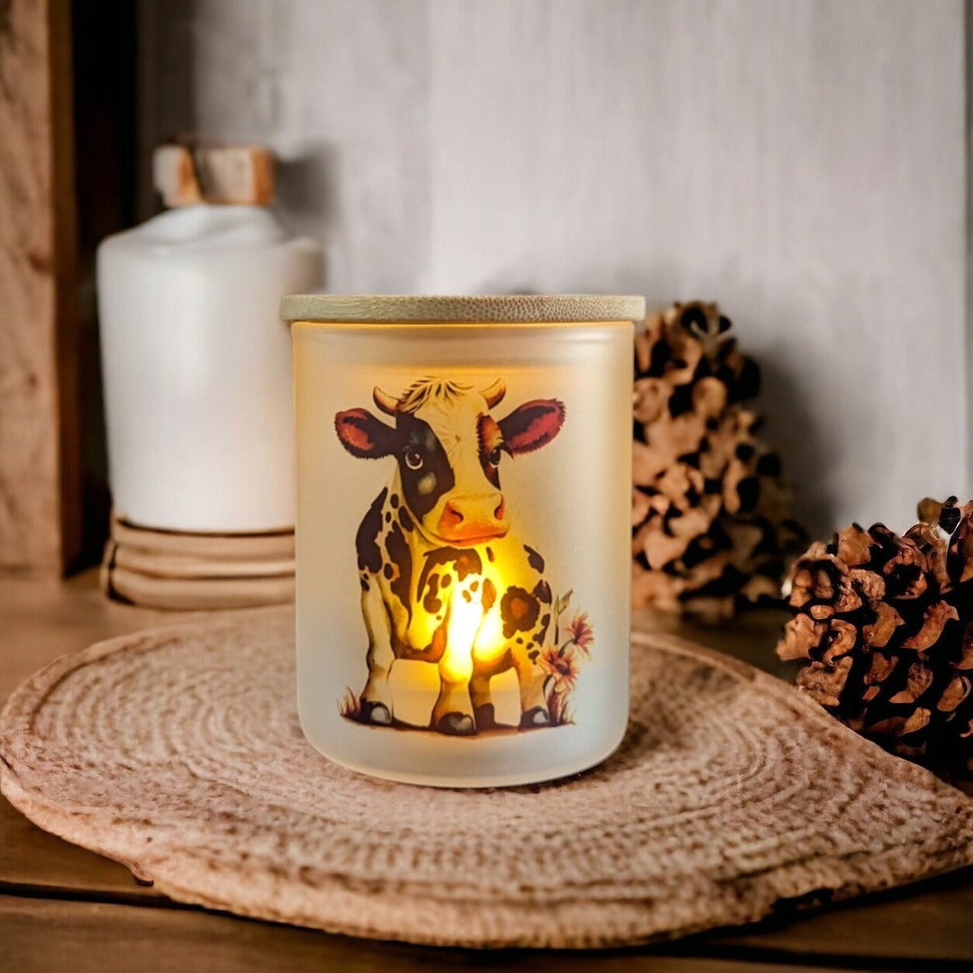 Cow Candle Holder With Bamboo Lid Also Includes A Battery Operated ...