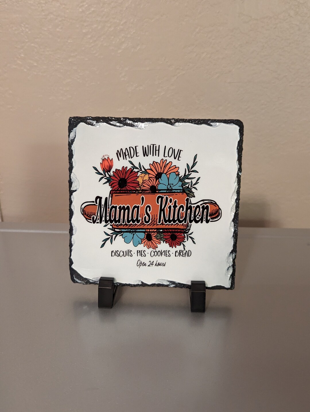 Mamas Kitchen Plaque, Mamas Kitchen Photo Slate, Gift for Mom, Kitchen ...