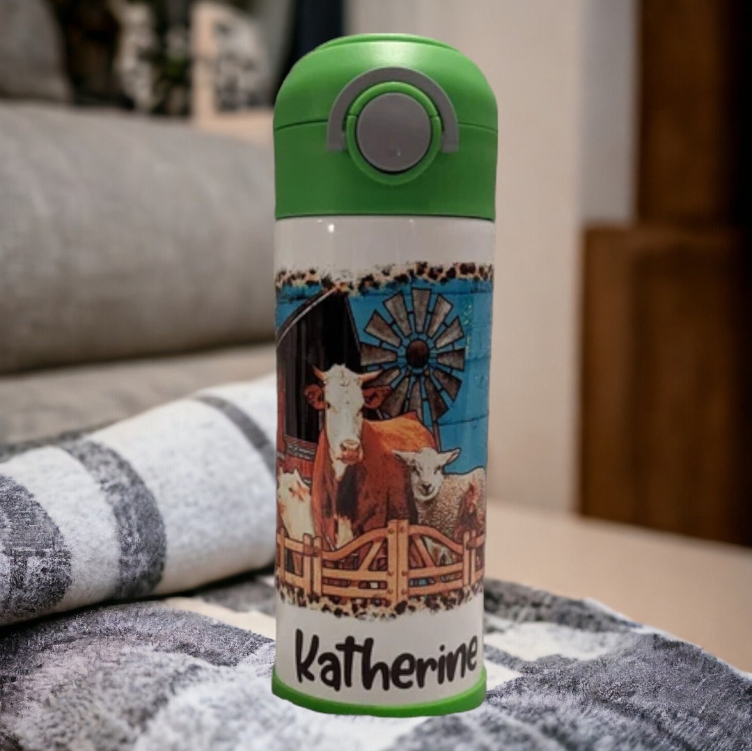 Kids Animal Water Bottle, Farm Animal Cup Can Be Personalized, Cow Cup ...