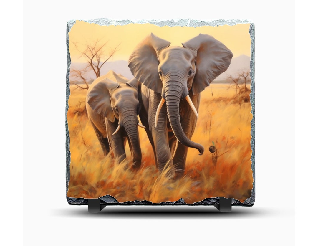 Handmade Slate Elephant Picture: Unique Gift for Nature Lovers, Great ...