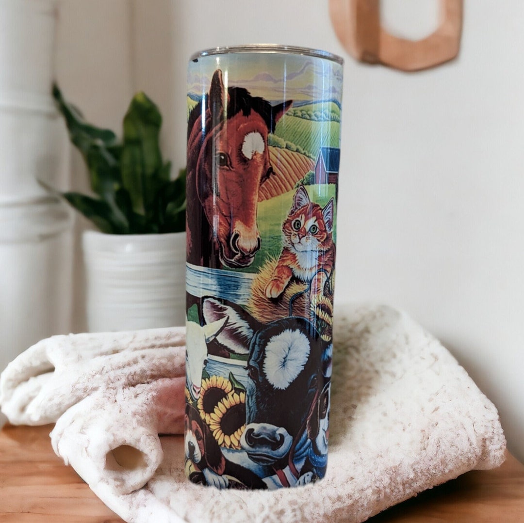 Farm Animals Tumbler With Straw , Farm Animals Cup With Name, Cute and ...