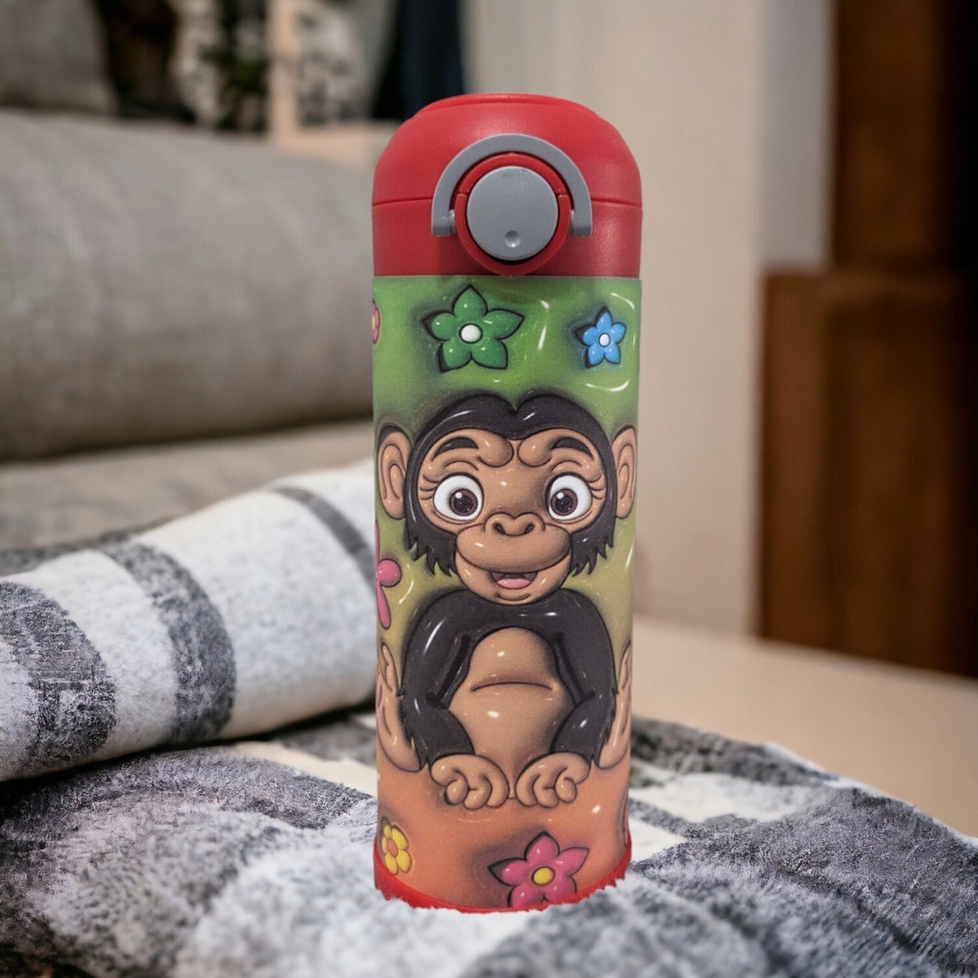 Kids Monkey Water Bottle for On-the-go Hydration, Personalized Kids ...