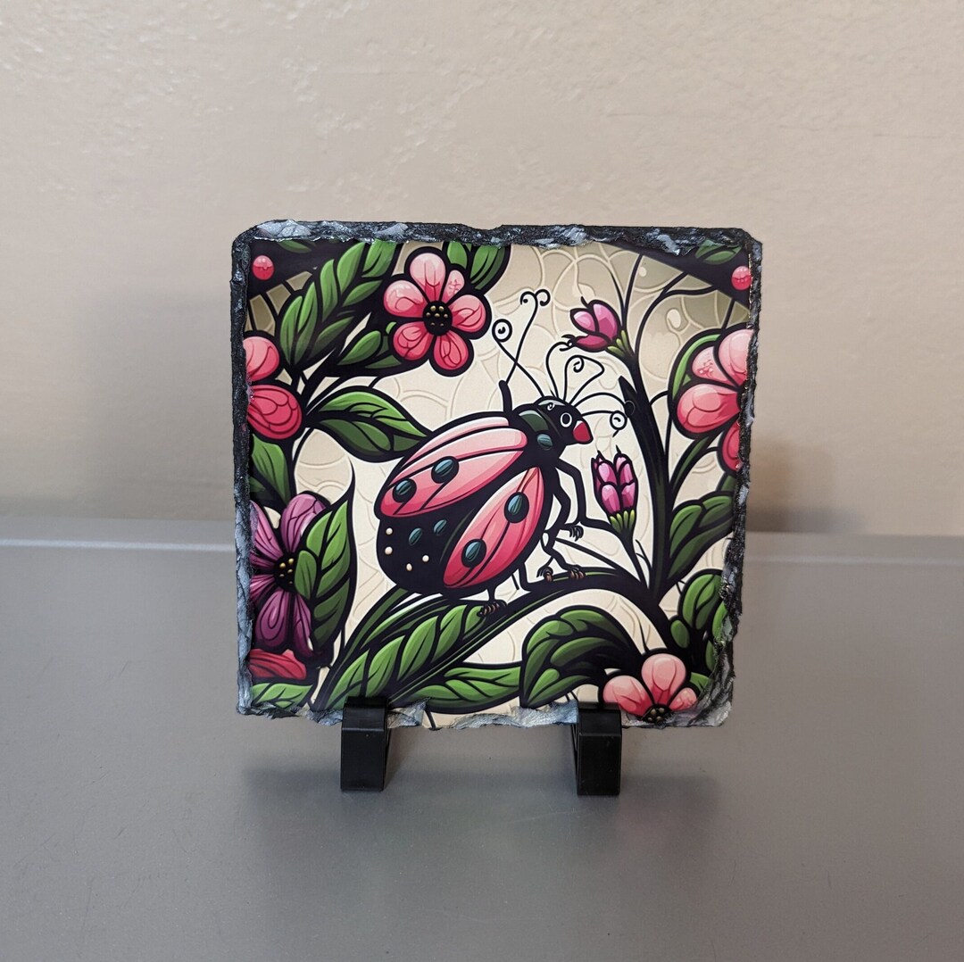 Slate Ladybug Picture With Display Legs, Ladybug Plaque, Ladybug Gift ...