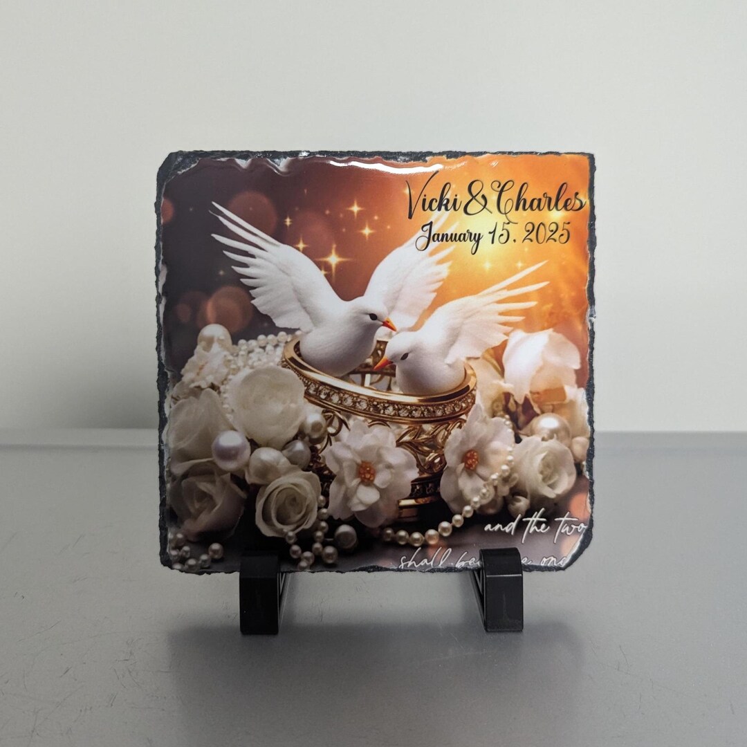 Custom Slate Wedding Plaque: Personalized Wedding Gift With Doves ...