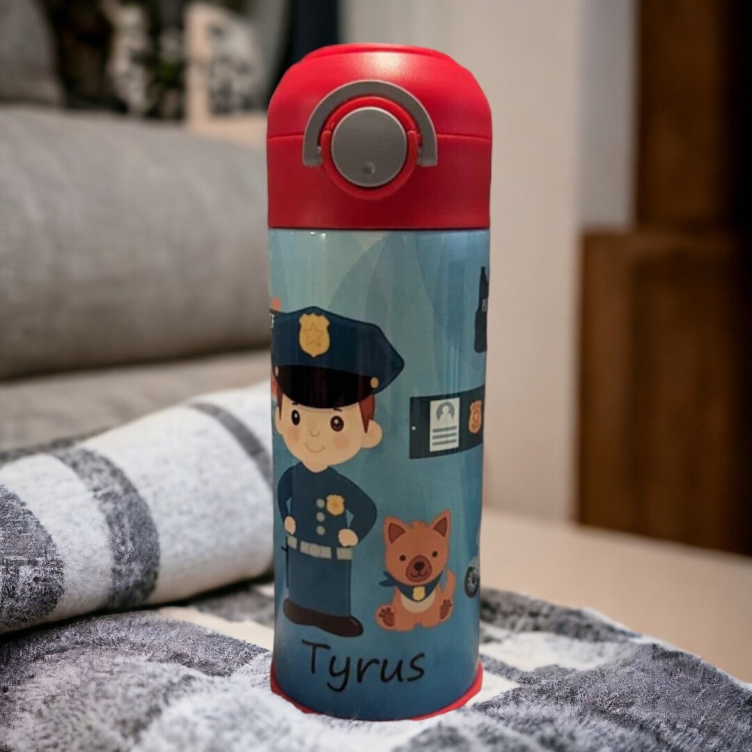 Kids Water Bottle, Kid Cop Tumbler, Personalized Kids Cup, Kids Cop Cup ...