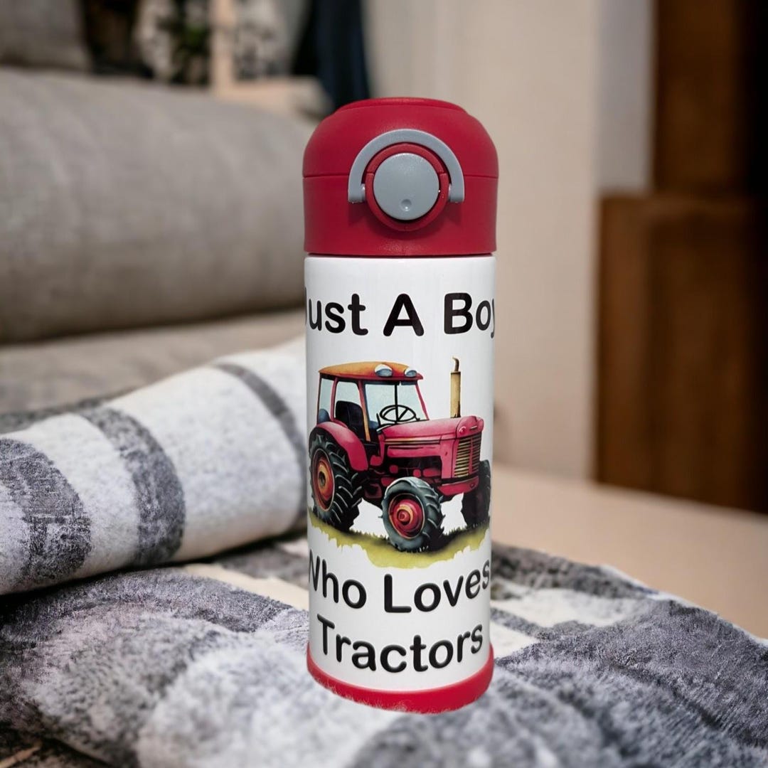 Kids Tractor Water Bottle Can Be Personalized, Kids Tractor Cup, Great ...