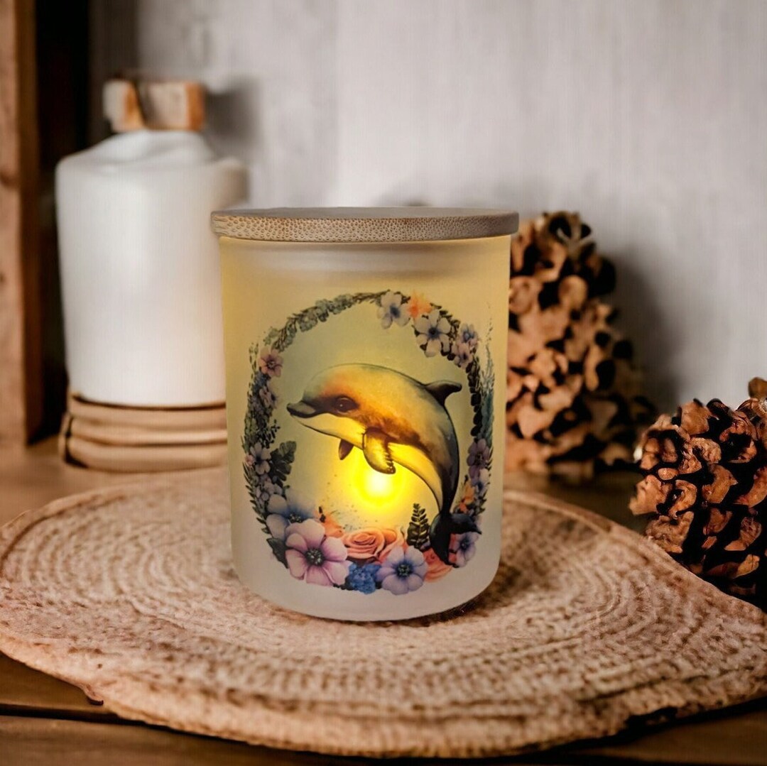 Dolphin Candle Holder With A Battery Operated Flickering Tea Light ...