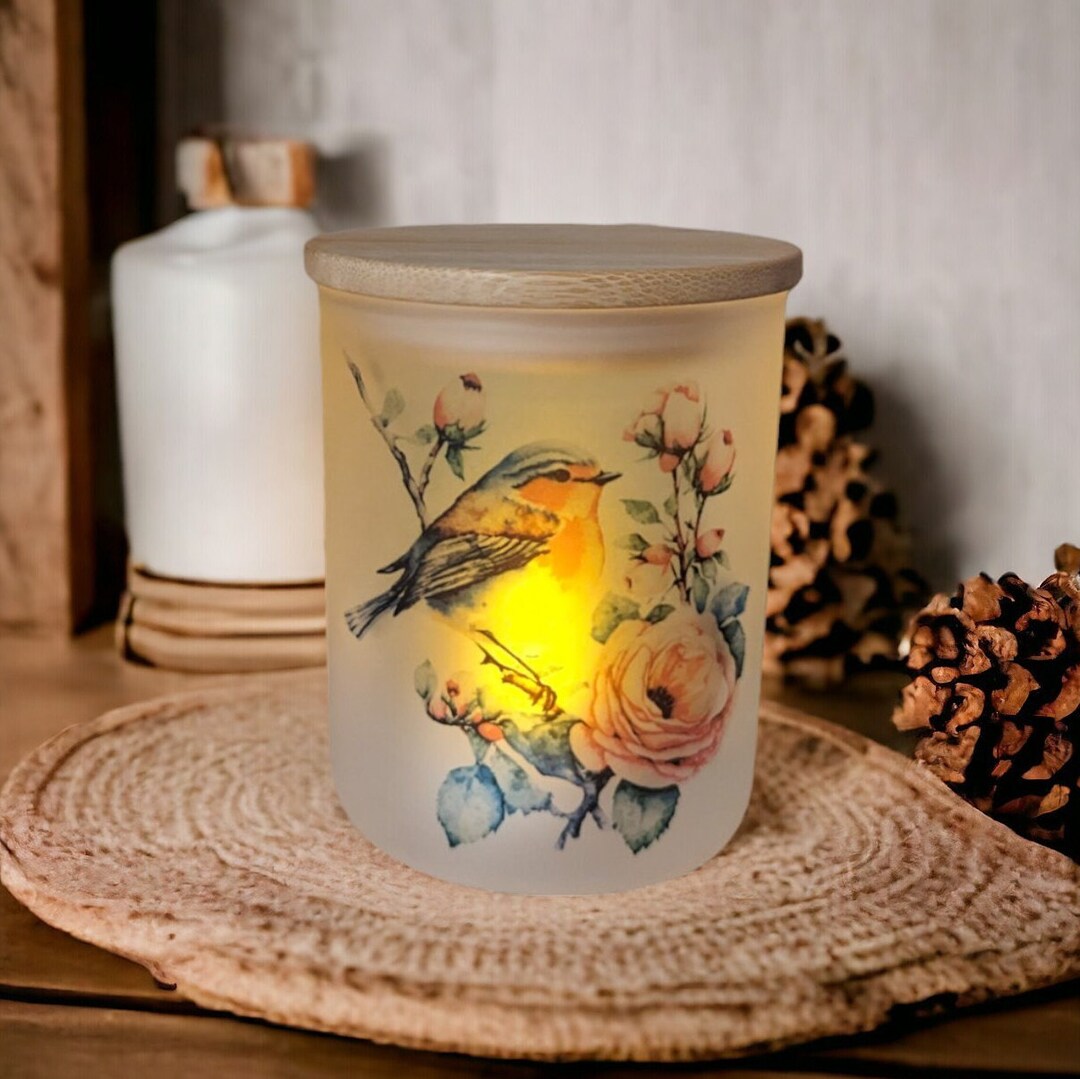 Bird Candle Holder With A Battery Operated Flickering Tea Light , Blue ...