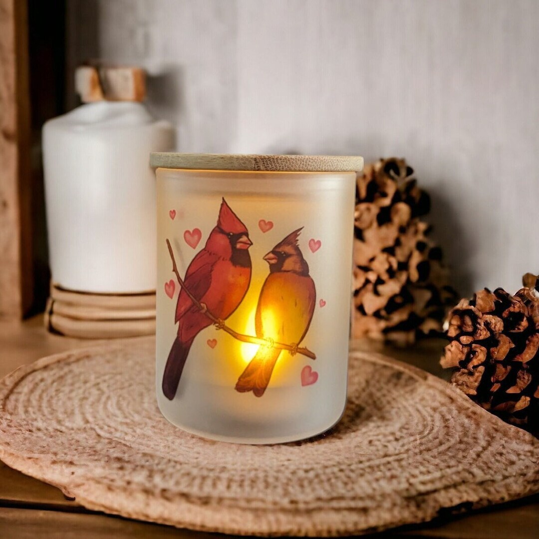 Cardinal Candle Holder With A Battery Operated Flickering Tea Light ...