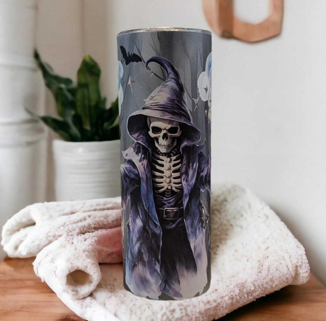 Skeleton Goblin Tumbler Can Be Personalized, Gothic Drinkware, Skeleton ...
