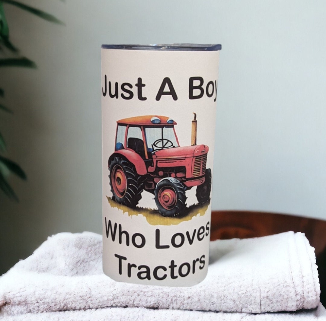 Just A Boy Who Loves Tractors Kids Tumbler, Can Be Personalized ...