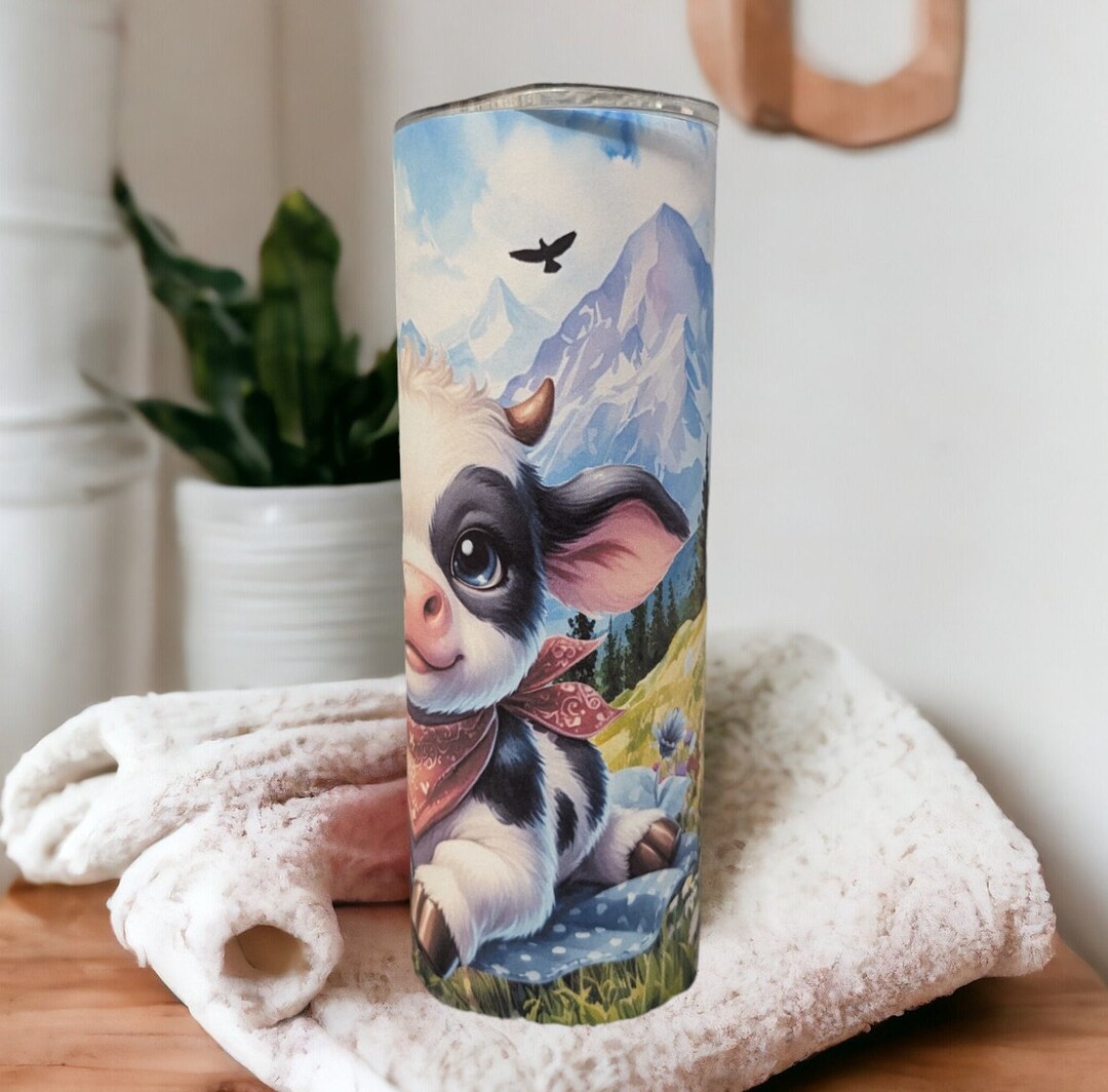 Cute Cow Tumbler With A Calf Can Be Personalized, Includes A Reusable ...