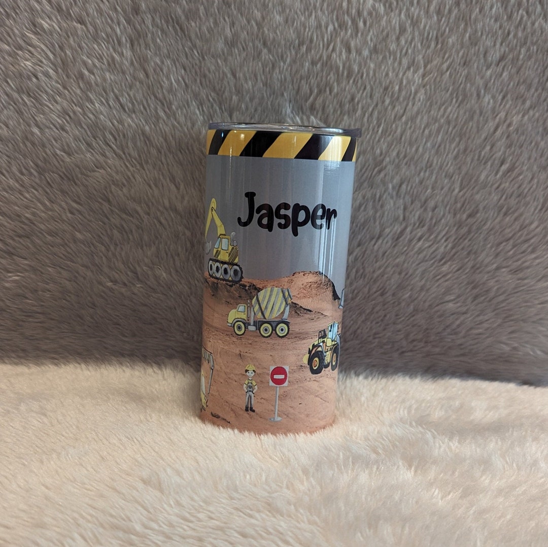 Kids Construction Tumbler With Straw, Personalized Construction Tumbler, Construction Cup With ...
