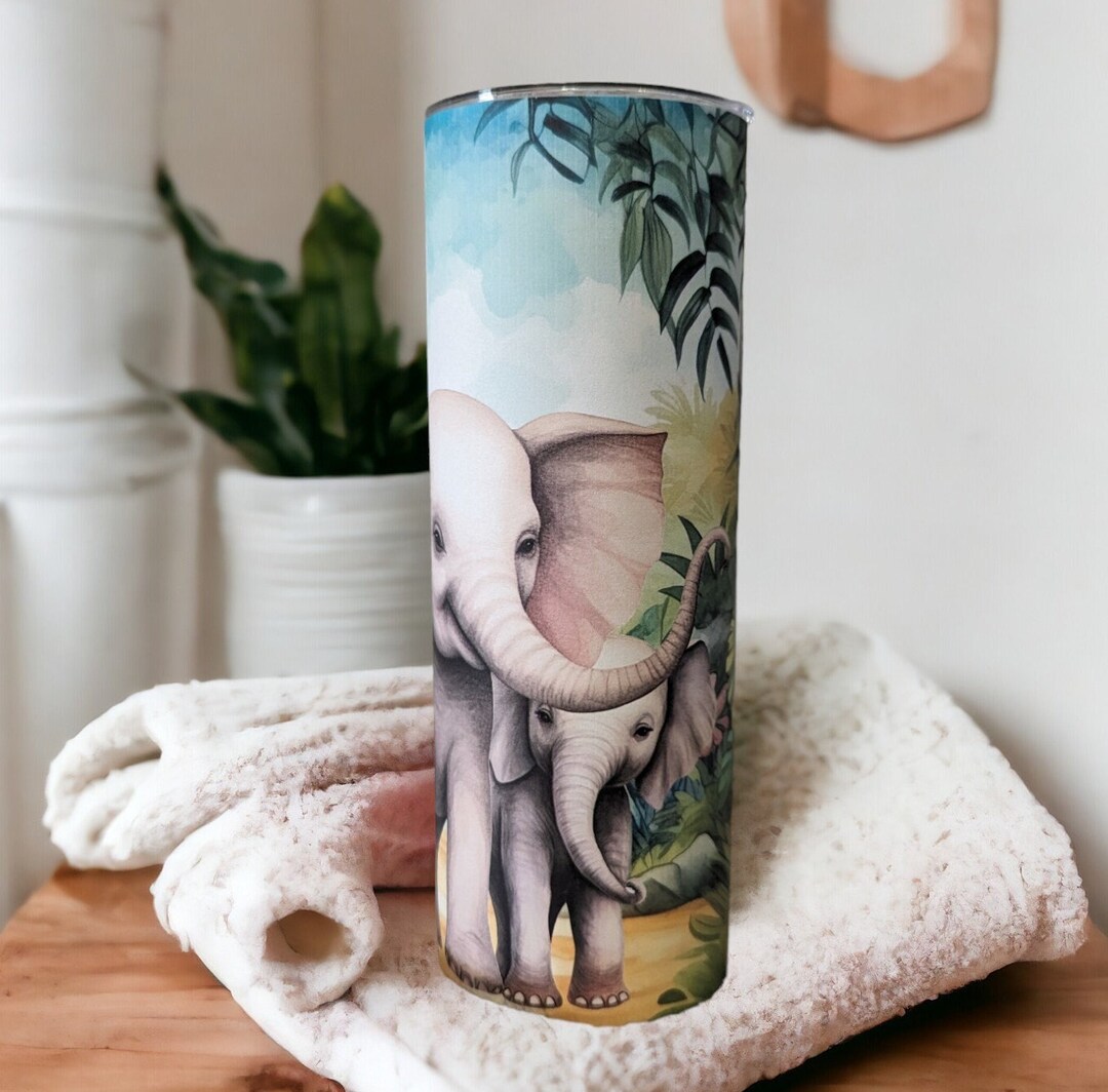 Cute Elephant Tumbler With Reusable Straw - Can Be Personalized ...