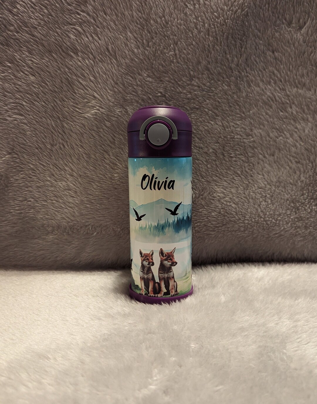 Kids Wolf Cup Kids Water Bottle Wolf Water Bottle Wolf Cup - Etsy