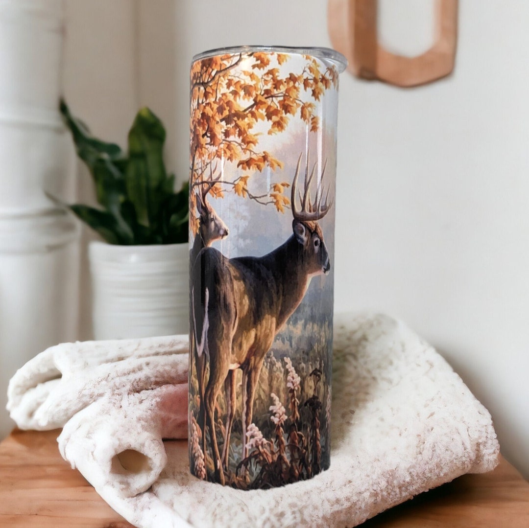 Deer Tumbler With Deer in the Woods, Hunter's Tumbler, Deer Cup, Gift ...