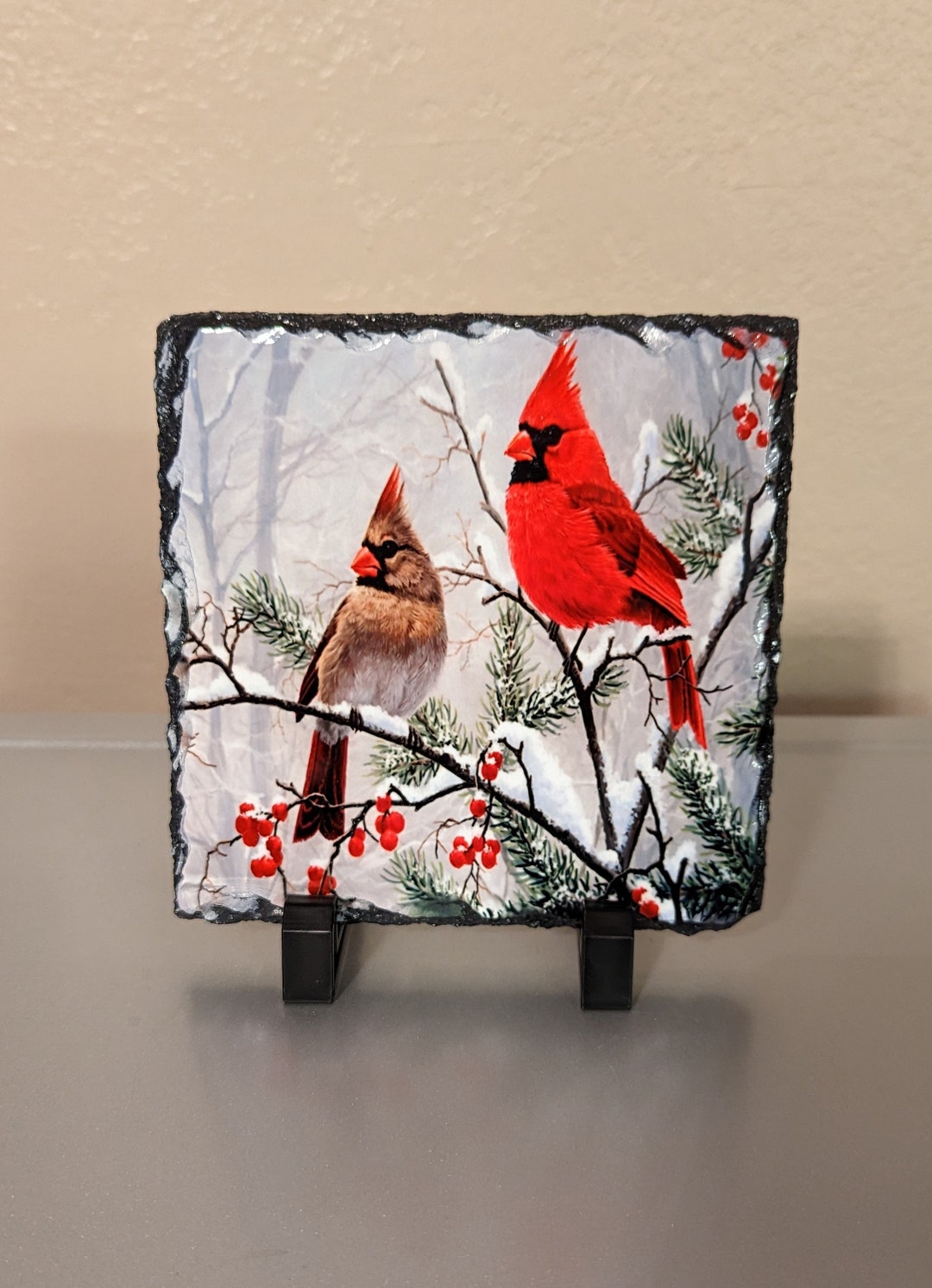 Slate Cardinal Picture, Cardinal Gift, Red Cardinals, Cardinal Plaque ...