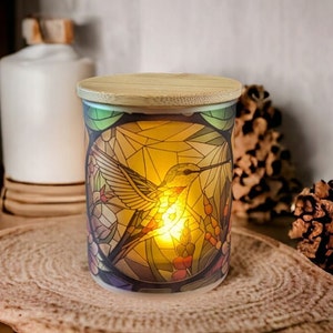 Stained Glass Hummingbird Candle Holder With A Battery Operated ...