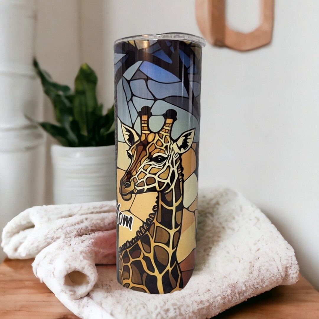 Giraffe Tumbler With A Stained Glass Design, Can Be Personalized ...