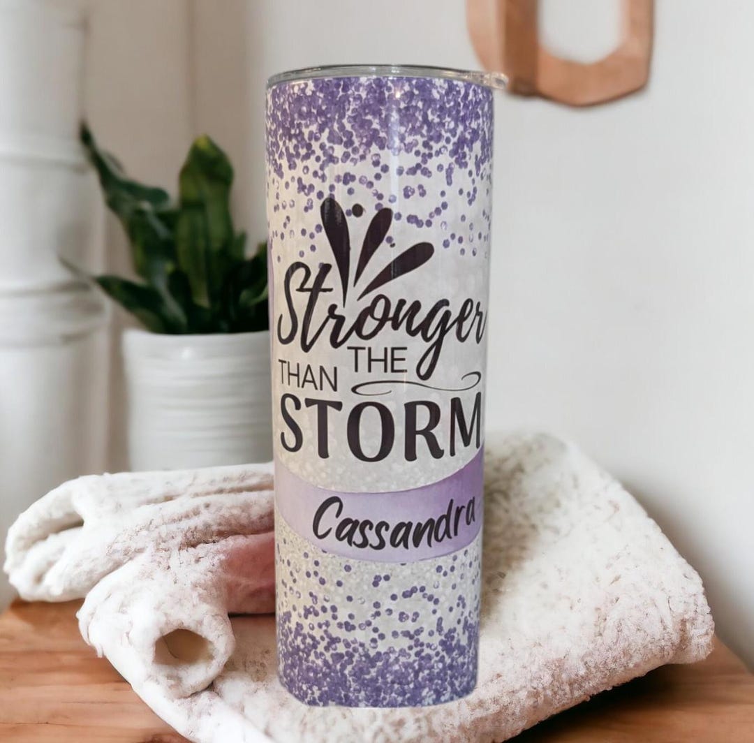 Stronger Than the Storm Tumbler With A Ribbon Butterflies and Glitter ...
