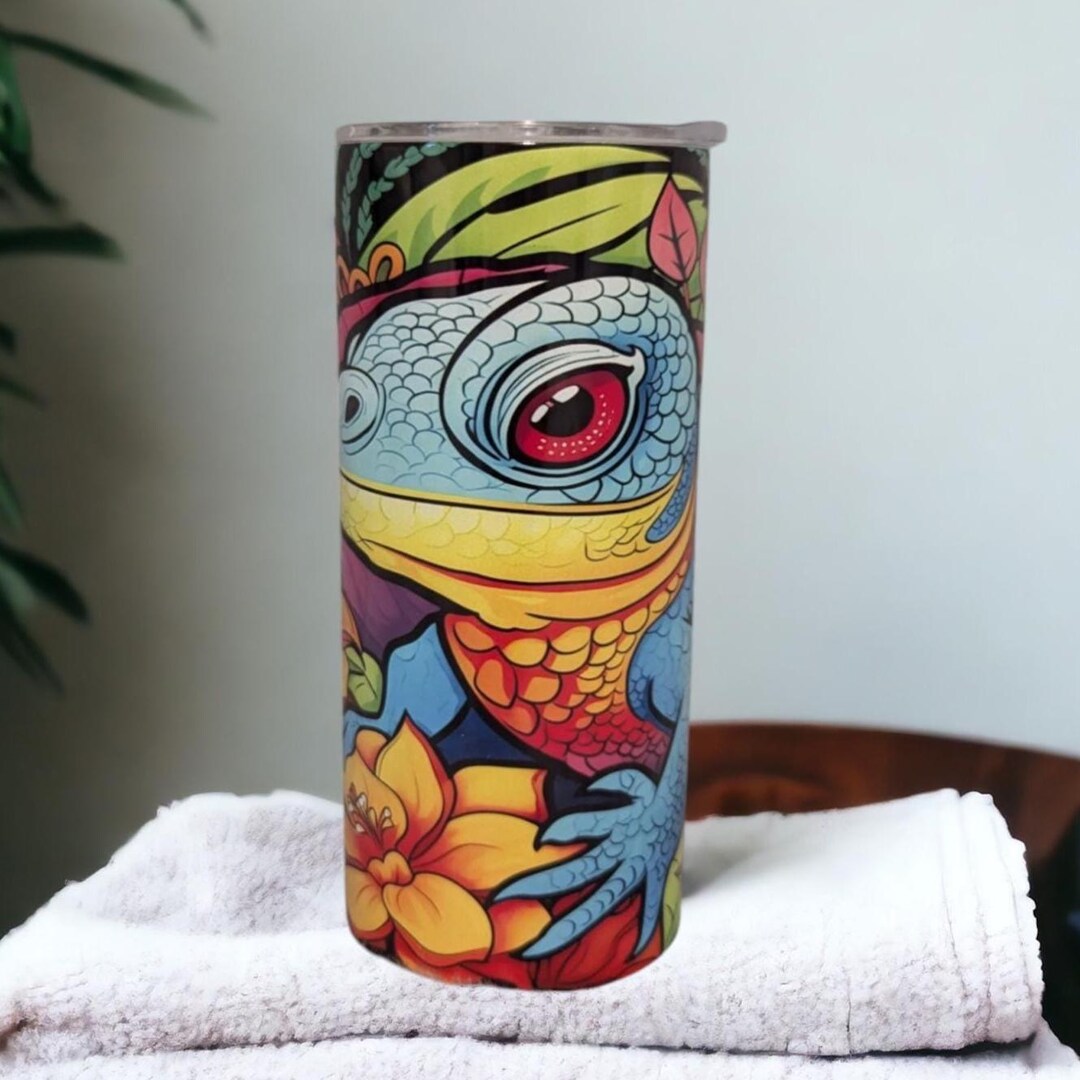 Neon Iguana Lizard Kids Tumbler, Perfect for Lizard Lovers!, Lizard ...