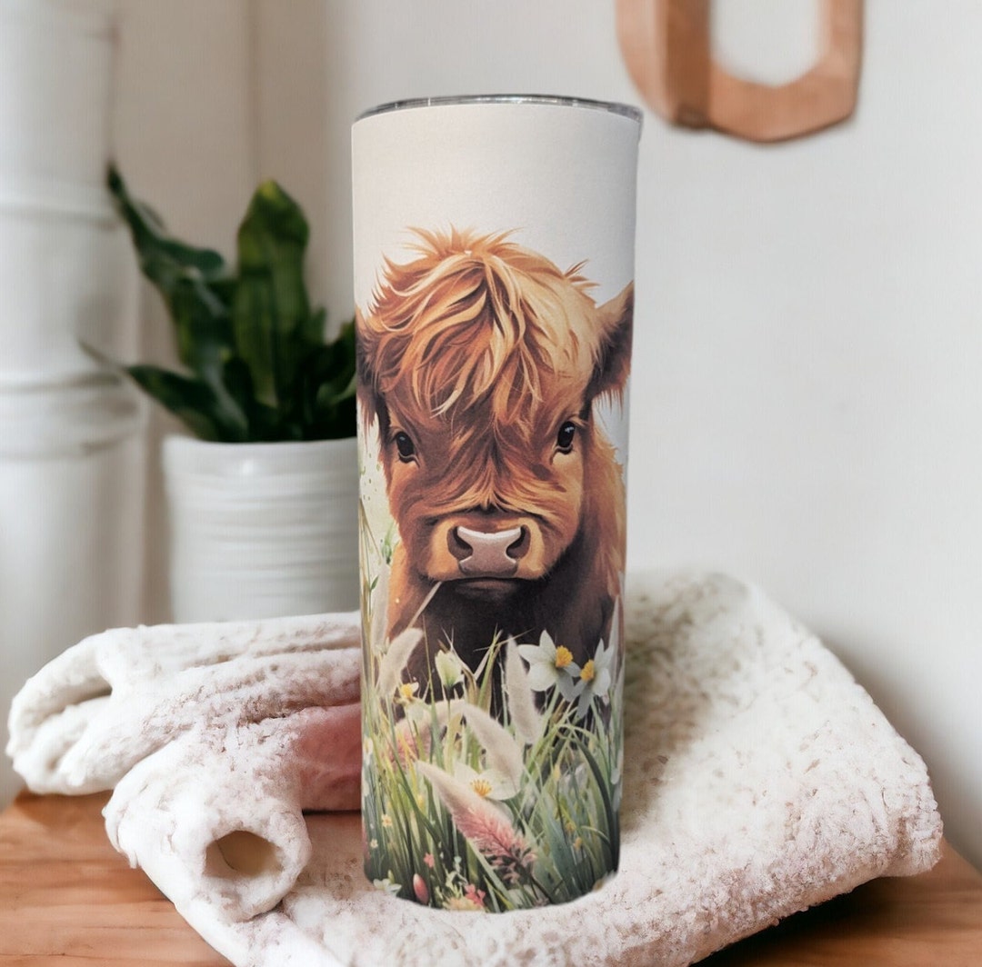 Adorable Highland Cow Calf Tumbler With Reusable Straw, Can Be ...