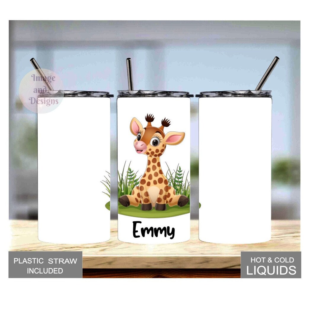 Kids Giraffe Tumbler With Plastic Straw Giraffe Lover Gift - Etsy