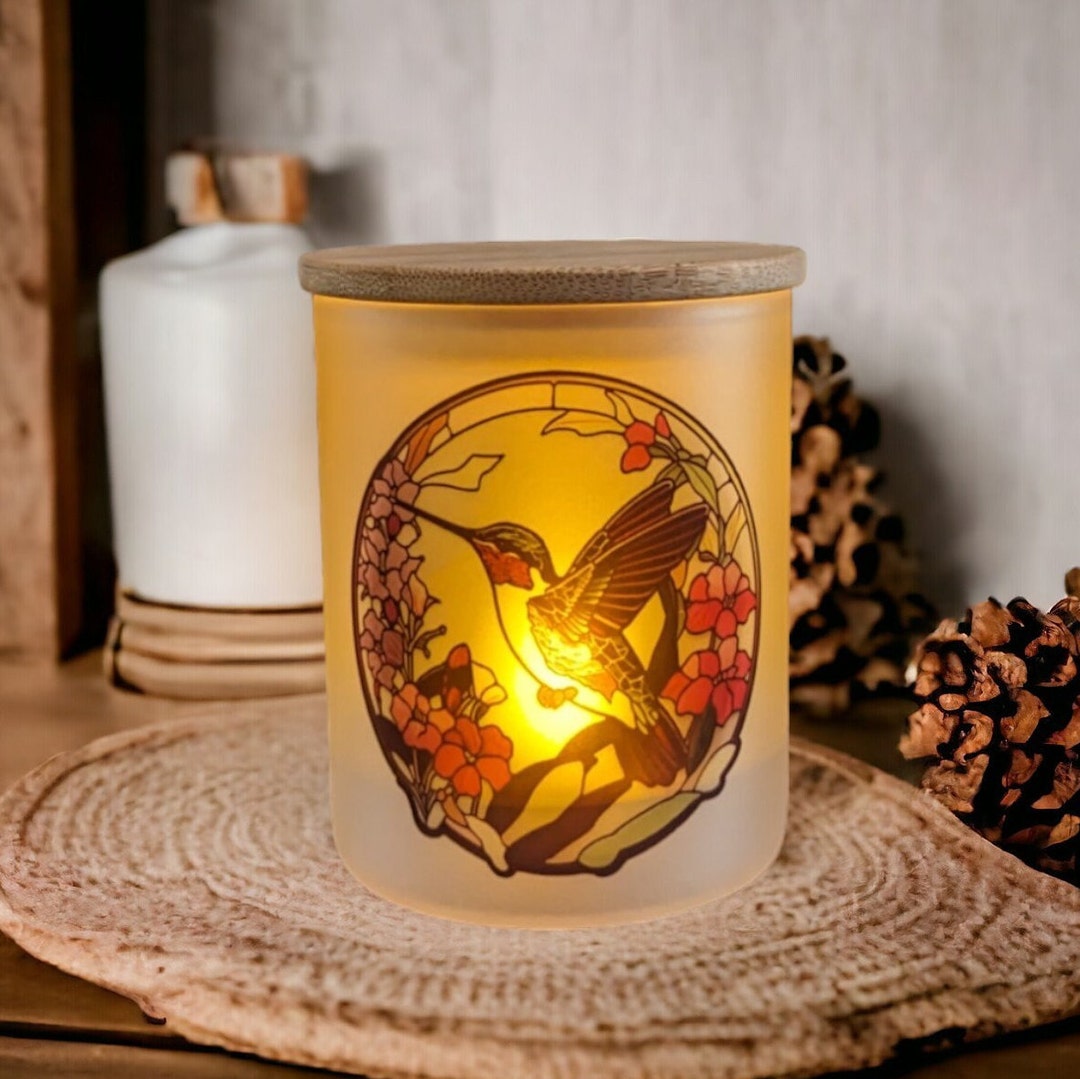 Stained Glass Hummingbird Candle Holder With A Battery Operated ...