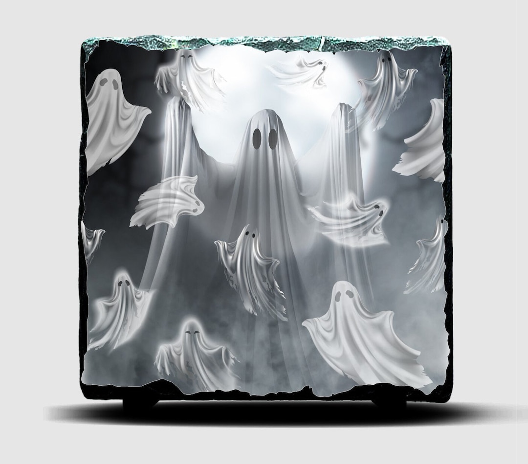 Slate Ghost Picture With Display Legs, Halloween Decor, Ghost Decor ...