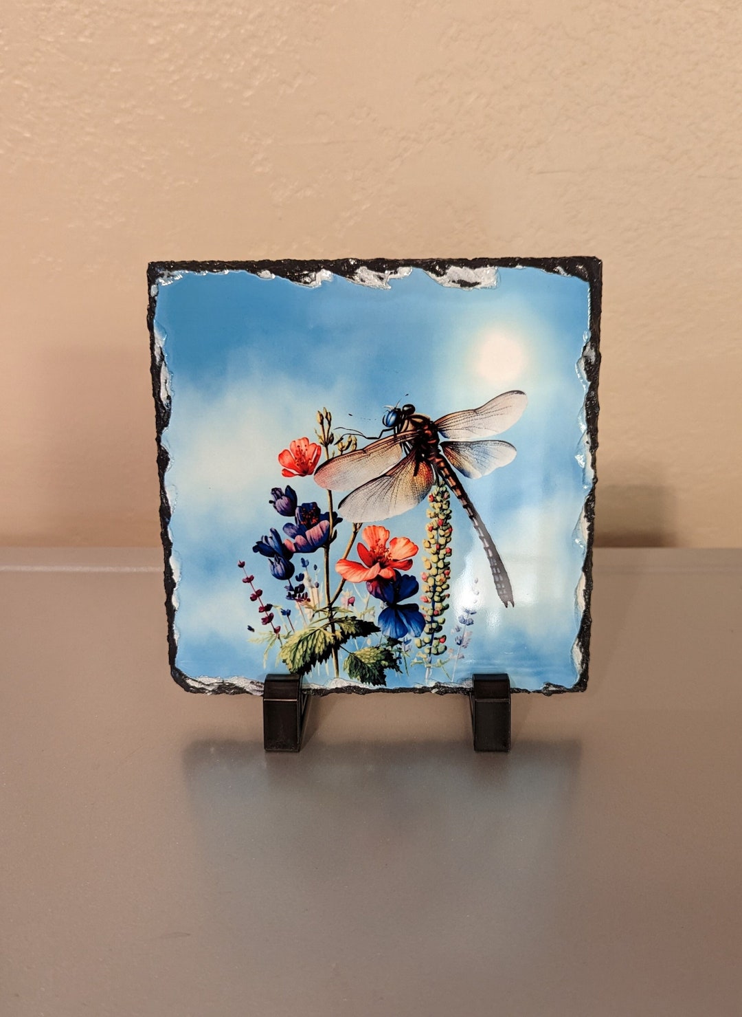Dragonfly Slate Picture With Stand, Dragonfly Gift, Dragonfly Decor ...