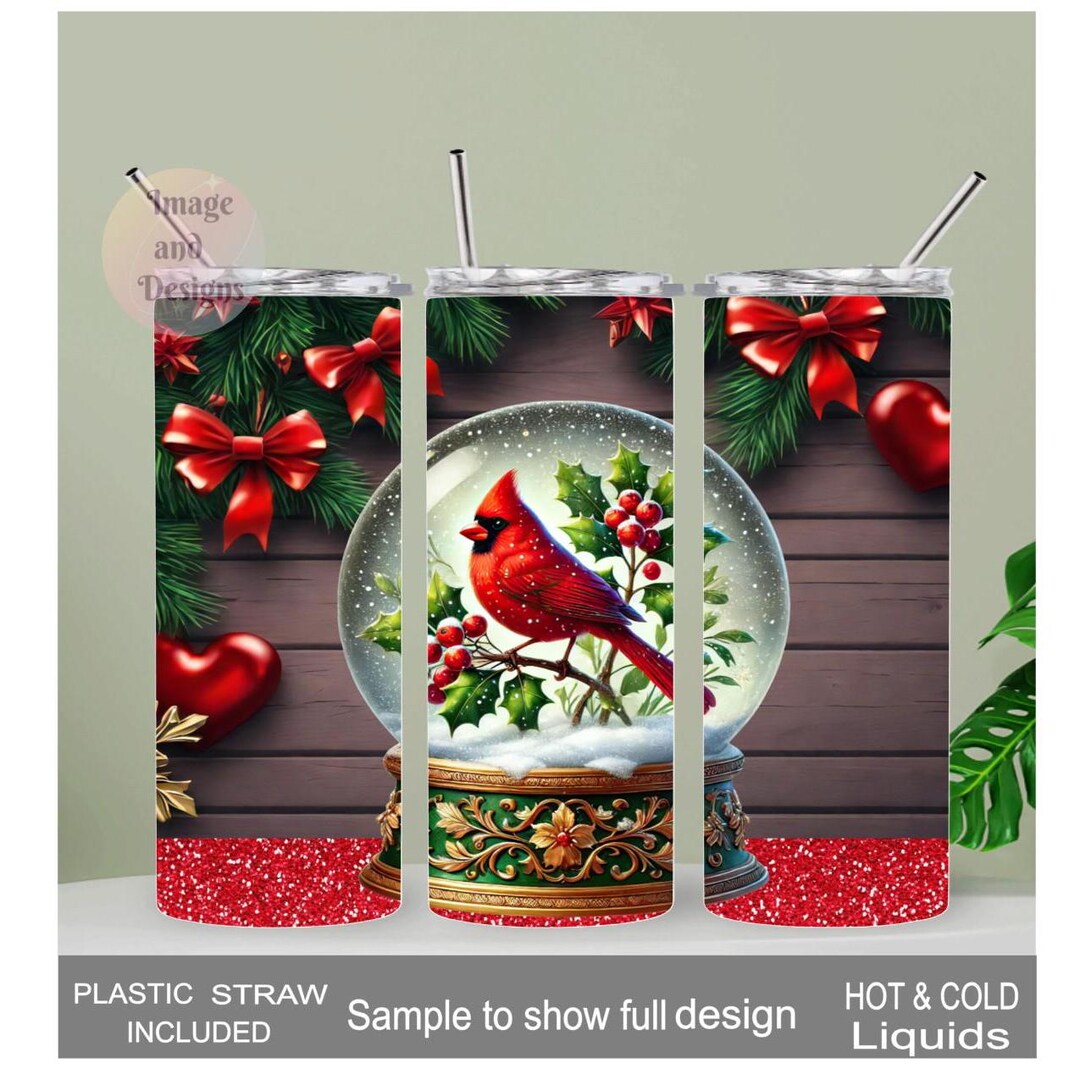 Cardinal in A Snow Globe Tumbler Can Be Personalized, Includes A ...
