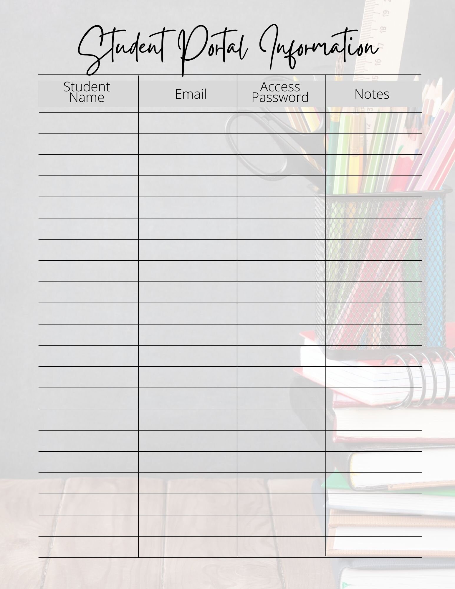 Printable Teacher Planner Pages, Instant Download, US Letter Size, Back ...