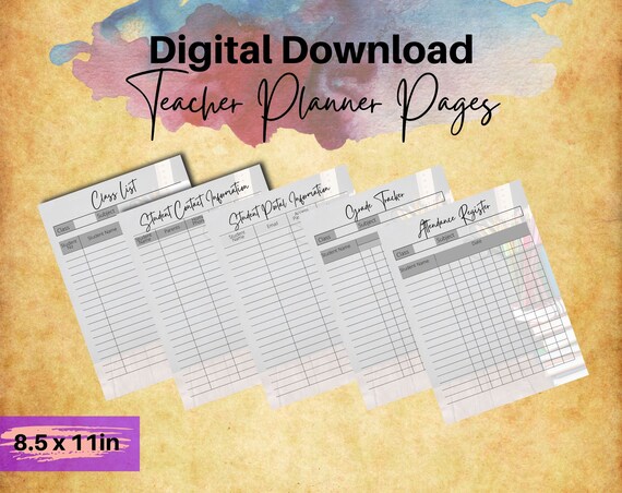 Printable Teacher Planner Pages Instant Download US Letter | Etsy