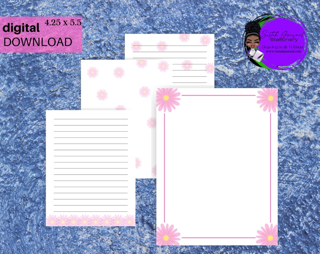 Sunflower Note Cards, Printable Stationery Set, Instant Download ...