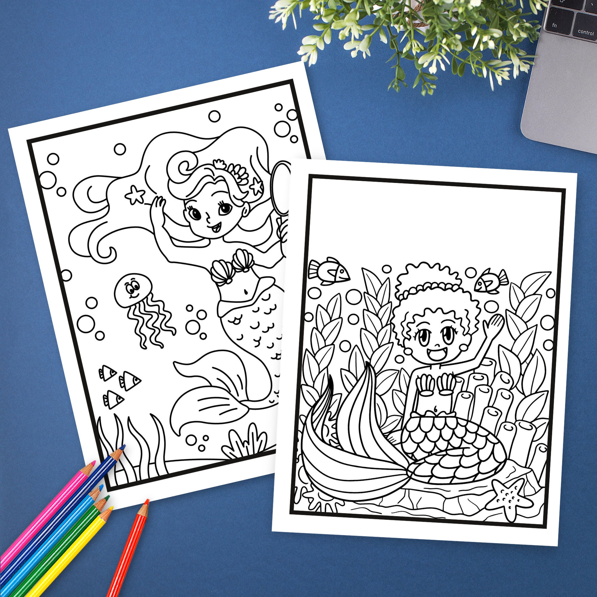 My Magical Mermaid Coloring Book for Children | Cute 60 Digital ...